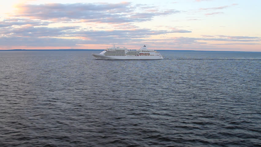Big Ship Float Far Away On The Sea Water Surface Stock Footage Video ...