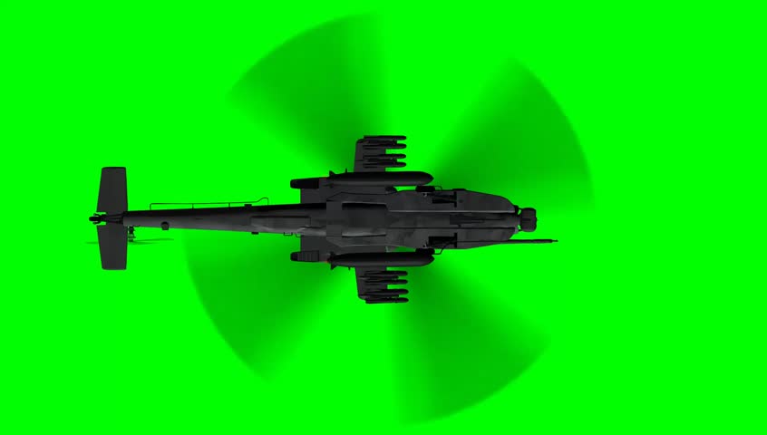 Fully Armed Army Apache Attack Helicopter In Flight - Green Screen ...
