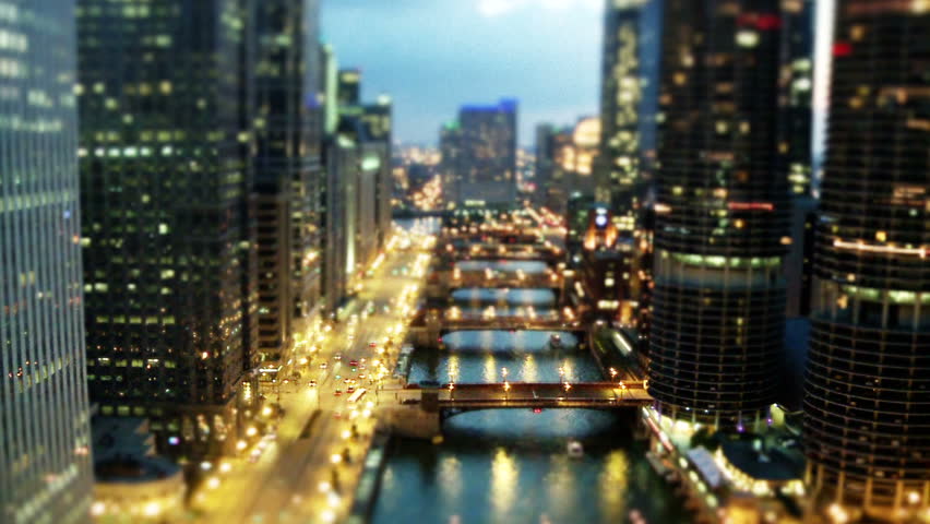 Chicago Tilt Shift at Evening Stock Footage Video (100% Royalty-free ...