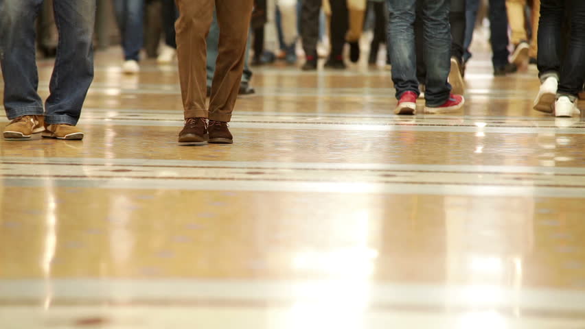 People Walking In Different Directions Wearing Different Shoes Stock ...