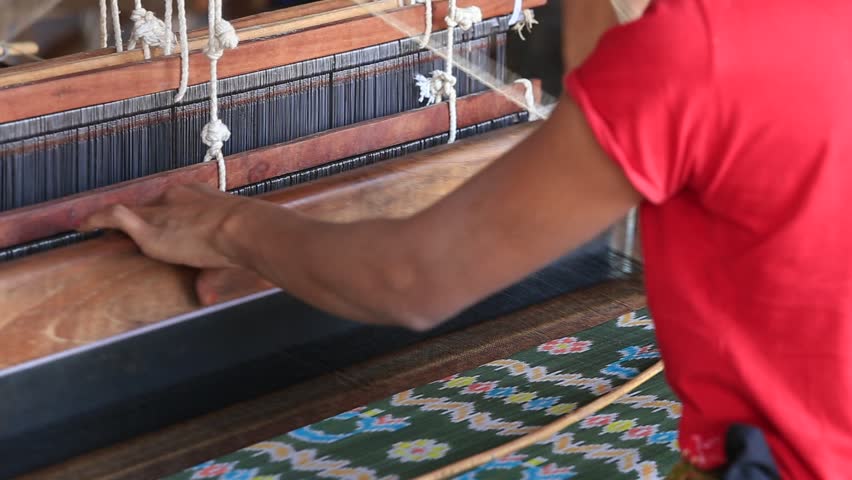Traditional Burmese Textile Manufacture In Craft Village Where Old ...