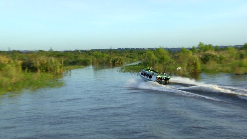 Boat Navigating On the Amazon Stock Footage Video (100% Royalty-free ...