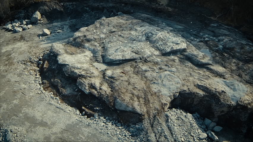 Aerial Shot Of Destructed Ground And Rocks After Mining Explosion Stock ...
