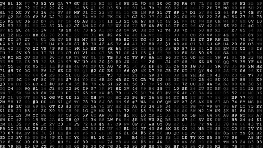 Random Symbols. Numbers And Letters - Scrolling Of Encrypted Data Black ...
