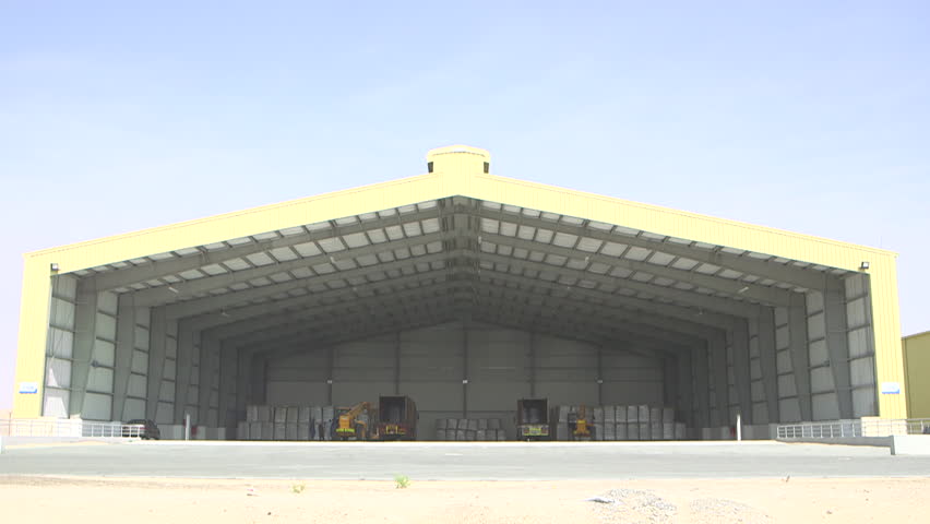 Commercial Hangar Building. Wide View Of A Series Of Hanger Structures ...