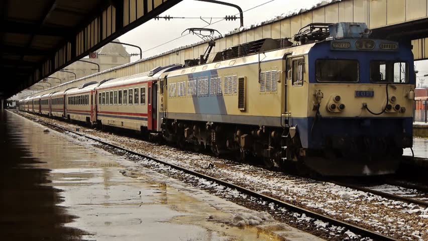 Stock video of wet railway station platform with train | 1905610 ...