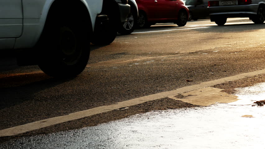 Toy Car Street. Aerial View Of Downtown Street. Traffic Passing. Stop ...