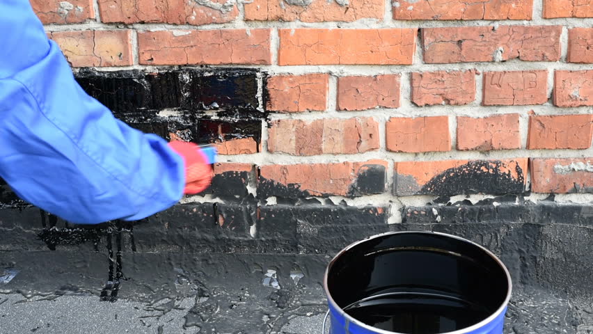 Roofer Covered Brick Wall, Bitumen Stock Footage Video (100% Royalty ...