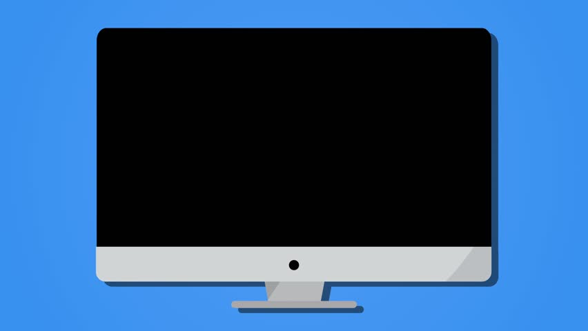 Computer Monitor Desk Top Animation With Static In To Green Screen ...