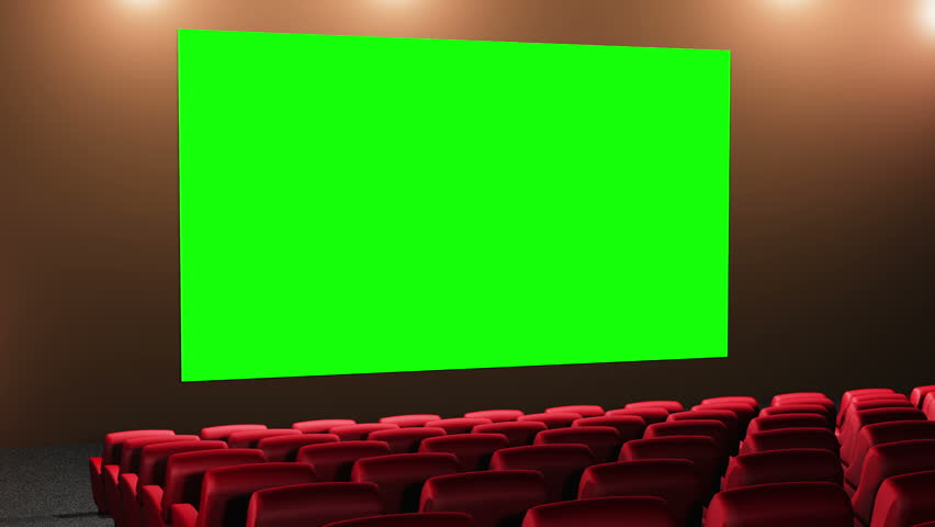 Cinema Screen With Green Screen And Open Red Seats Stock Footage Video ...