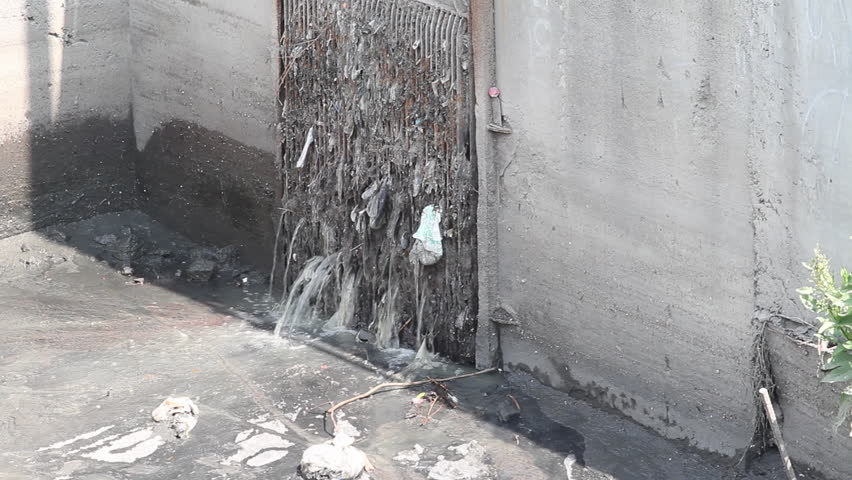 Water Pollution With Garbage, Plastic And Human Waste Waterfall In ...