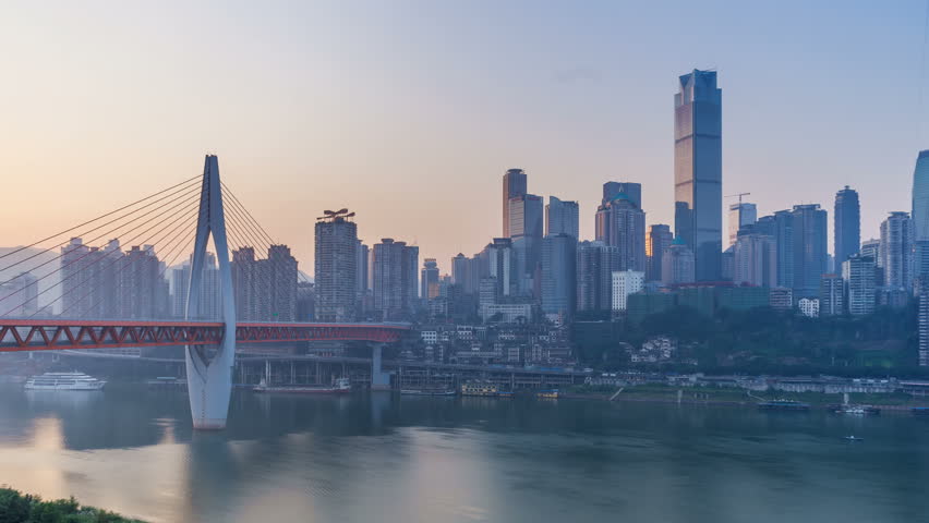 Stock Video Clip of Sunrise. Chongqing city skyline. Time lapse ...