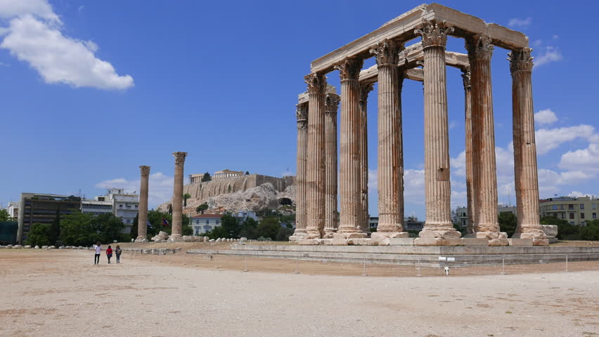 4k Footage Of Pillars In The Temple Of Olympian Zeus In Downtown Athens ...