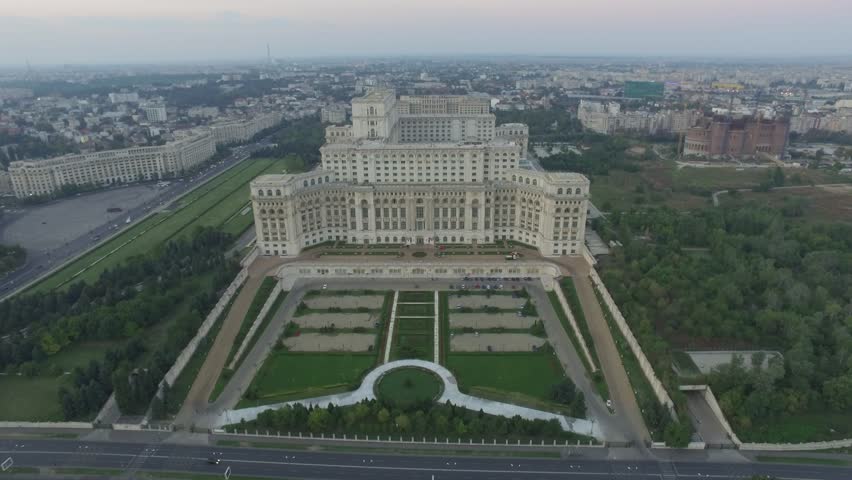 Dawn 4K Drone Shot Of The Palace Of The Parliament In Bucharest ...