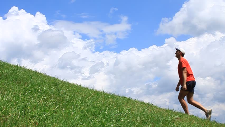 Man in Red Shirt Walking Stock Footage Video (100% Royalty-free ...