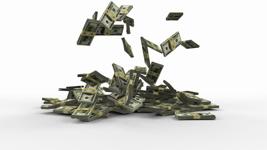 Money Animation Money Falling Over Black Background. Stock Footage ...