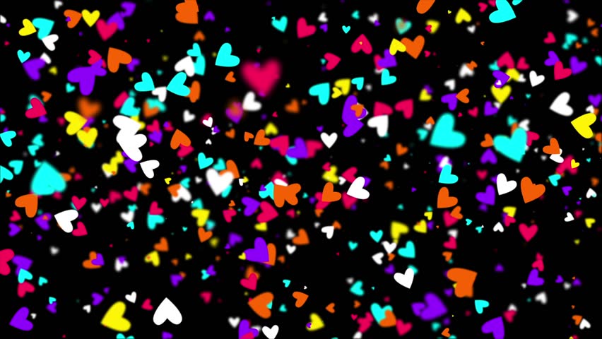 Stock video of color falling hearts on a black | 21817750 | Shutterstock