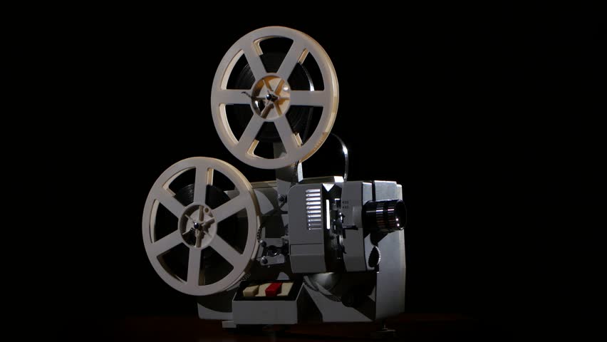 Projector Playing Film With Strip On Black Background. Seamless ... Projector Playing Film With Strip On Black Background. Seamless ...