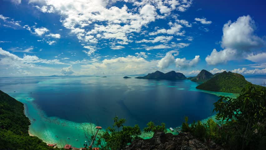 Timelapse Of Malaysia Sabah Borneo Scenic View Of Tun Sakaran Marine ...