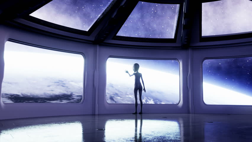 Stock Video Clip of Alien in futuristic room. hand reaching out ...