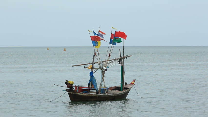 Fishing Boat Floating On the Stock Footage Video (100% Royalty-free ...