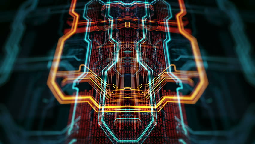 Stock video of orange, green technology background circuit board ...