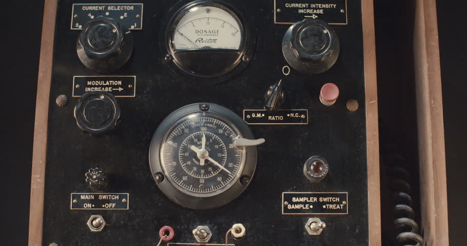 Stock video of vintage electrical equipment. hand operating dials ...