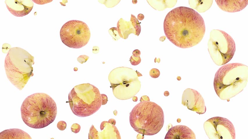 Apples Falling Down On White Stock Footage Video (100% Royalty-free ...