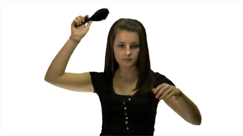 Stock video of teenager facing the camera and brushing | 2582840 ...