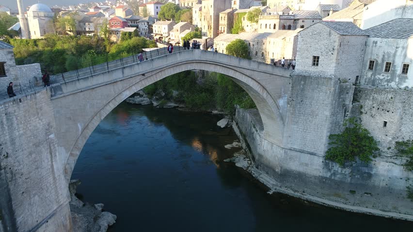 Old Bridge In Mostar, Bosnia And Herzegovina | Aerial View Old Bridge ...