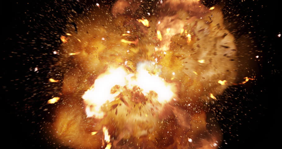 Stock Video Clip of Realistic fireball explosion and blasts with luma ...