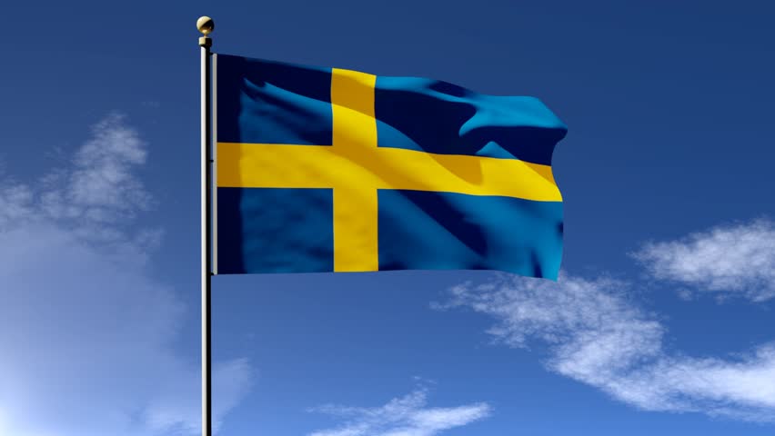 Waving Flag Of Sweden On The Blue Sky Background - 3D Rendered 库存影片视频 ...