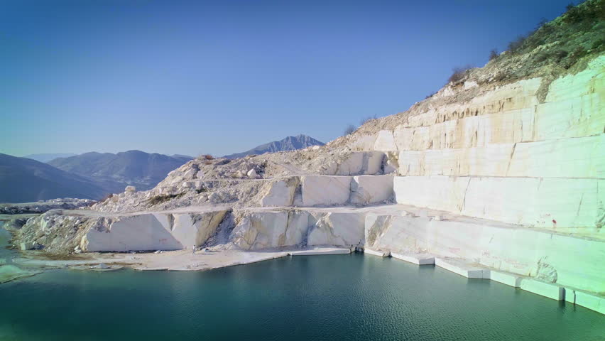 Marble Excavation Open Mining Quarry With Green Lake Water Pond And ...
