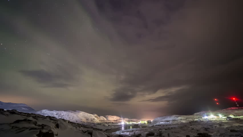 Northern Lights On The Kola Peninsula. Teriberka, Murmansk Region ...