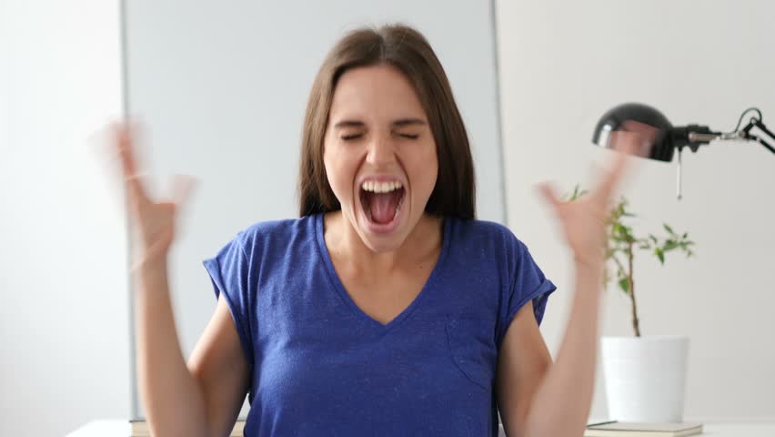 Screaming Beautiful Woman Going Crazy Stock Footage Video (100% Royalty ...