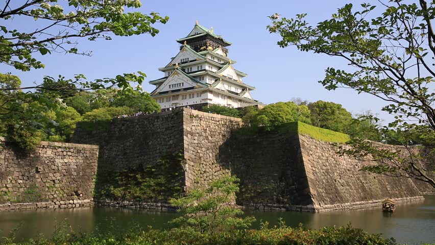 Osaka Castle, One Of Japan's Most Famous Castles Stock Footage Video ...