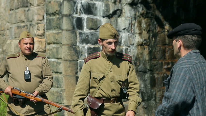 The Army Of The USSR. Soviet Army Soldiers Are Resting. Soldiers Listen ...