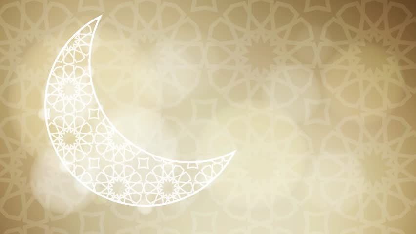 Ornamental Arabic Half Moon With Glittering Bokeh Lights On The Blue ...