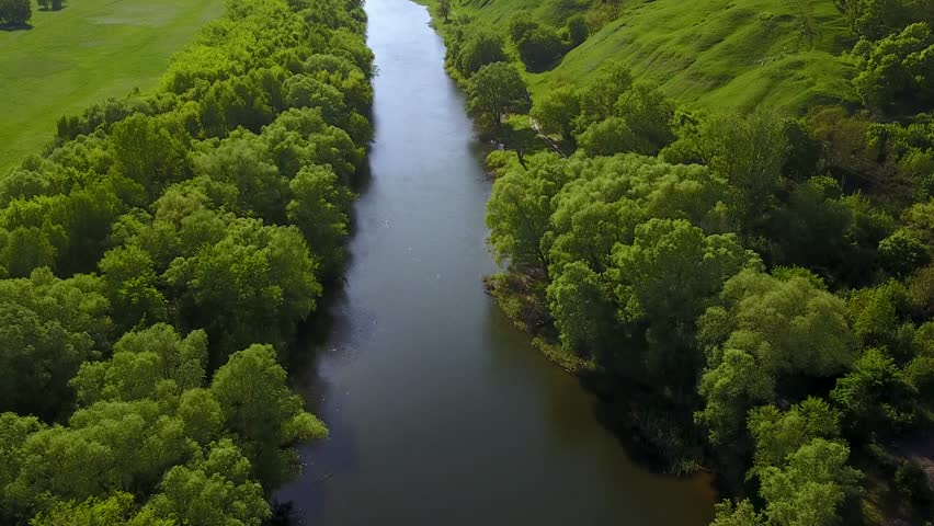 Stock video of flight over the seim river, ukraine | 27128200 ...