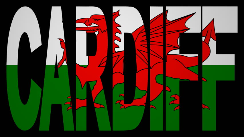 Cardiff Text with Fluttering Flag Stock Footage Video (100% Royalty ...