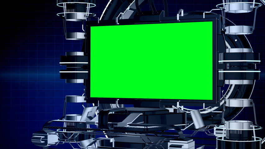 Video Wall With Green Screen. Journey Through Video Screens Showing ...