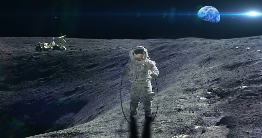 Astronaut Jumping On The Moon