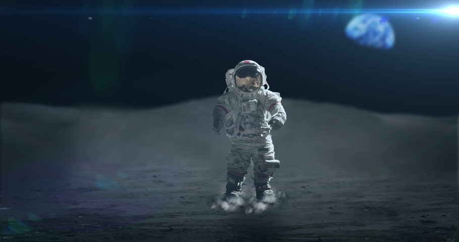 Astronaut Jumping On The Moon