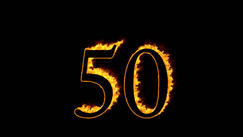 Fire Number 50 On Black Stock Footage Video (100% Royalty-free ...