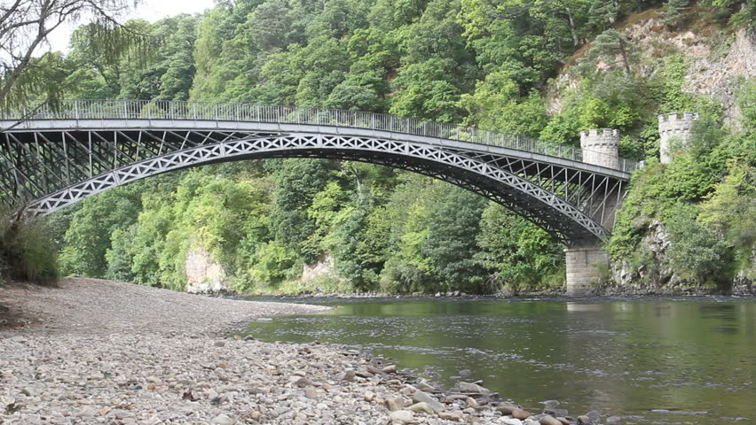 Stock Video Clip of Craigellachie Bridge over River Spey Scotland ...