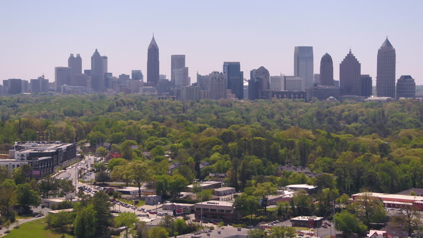 Atlanta Aerial V281 Birdseye View Flying Low Over Freeway Bridge ...
