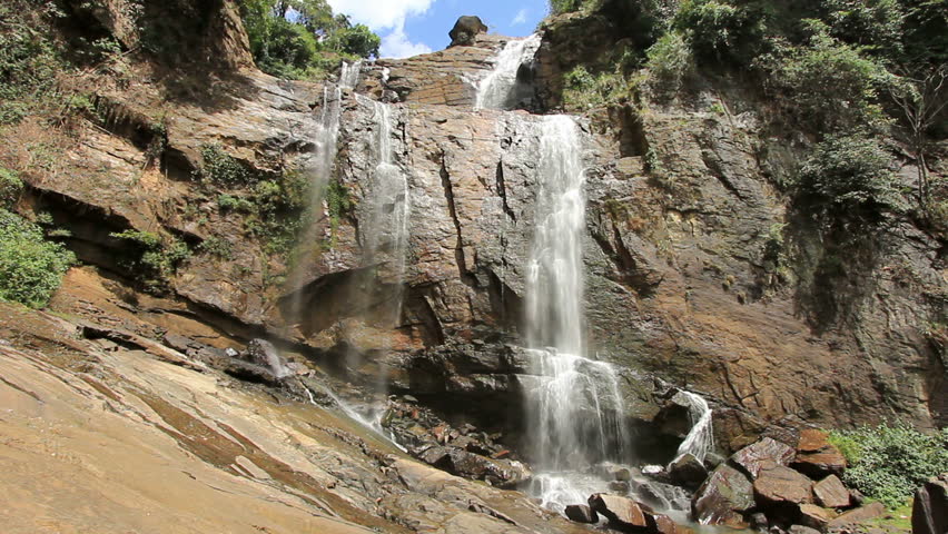 Bambarakanda Waterfall, Sri Lanka Stock Footage Video (100% Royalty ...