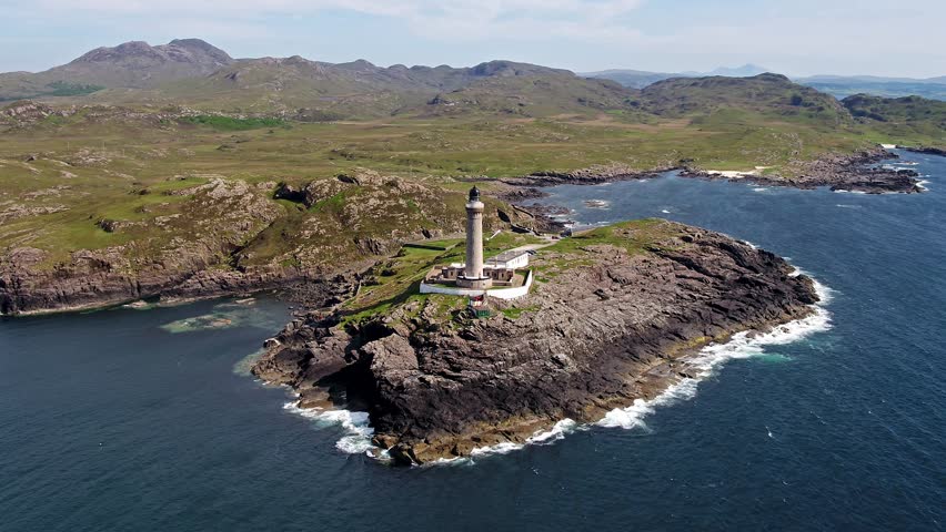 Stock video of stunning aerial shot of ardnamurchan lighthouse ...