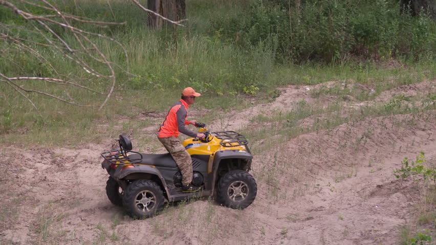 Close-up Of Riding Wheel Of Quad Bike HD Slow-motion Video. All-terrain ...