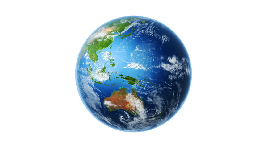 Realistic Earth Rotating On White (Loop). Globe Is Centered In Frame ...